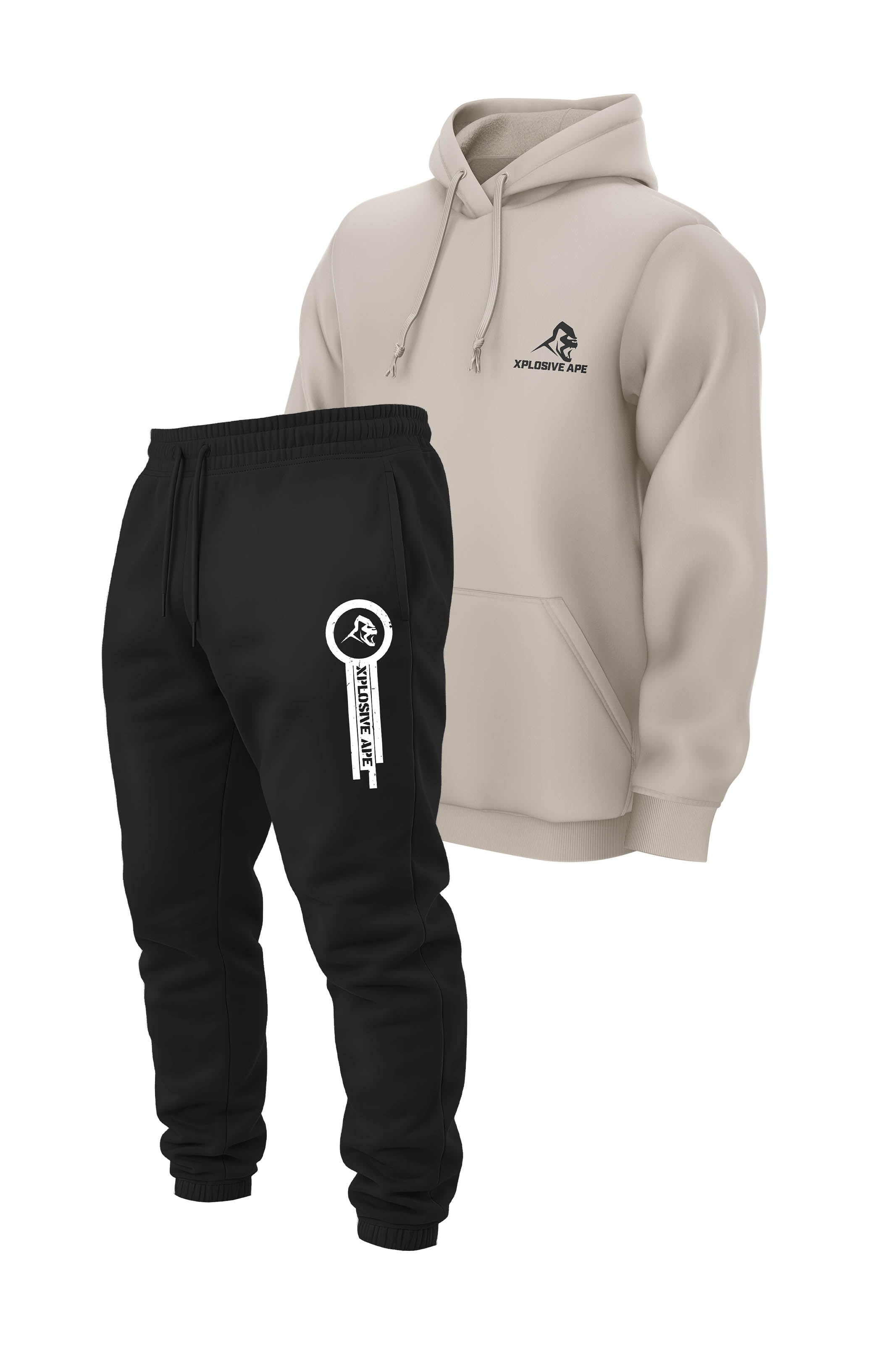 XAPE Classic String Hoodie & Panelled V2 Joggers Combo - Sand/Black ...
